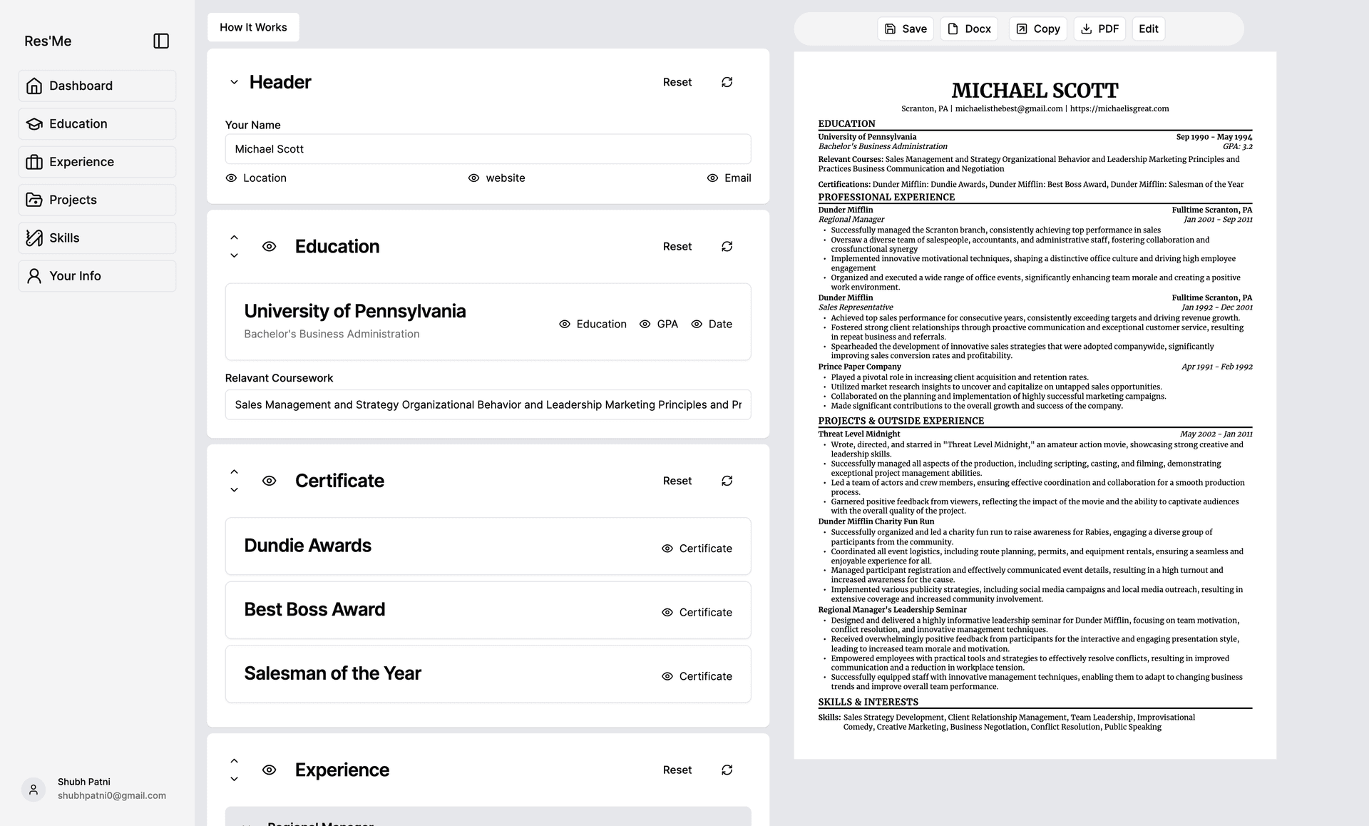 ResMe - Free Resume Builder